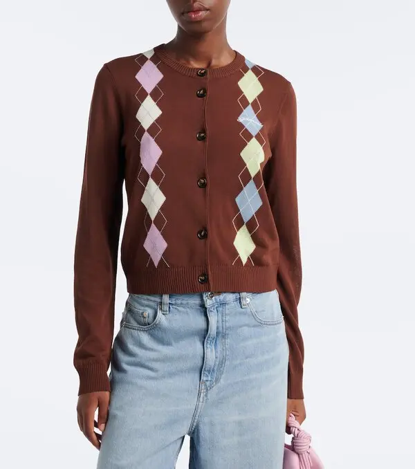 GANNI Argyle Cotton Cardigan