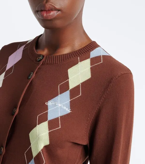GANNI Argyle Cotton Cardigan
