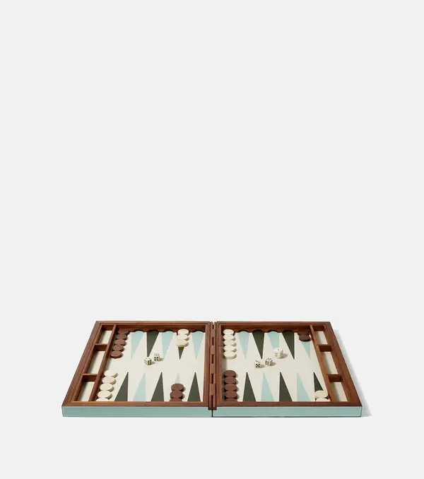 GIOBAGNARA Leather And Wooden Backgammon Set - Green