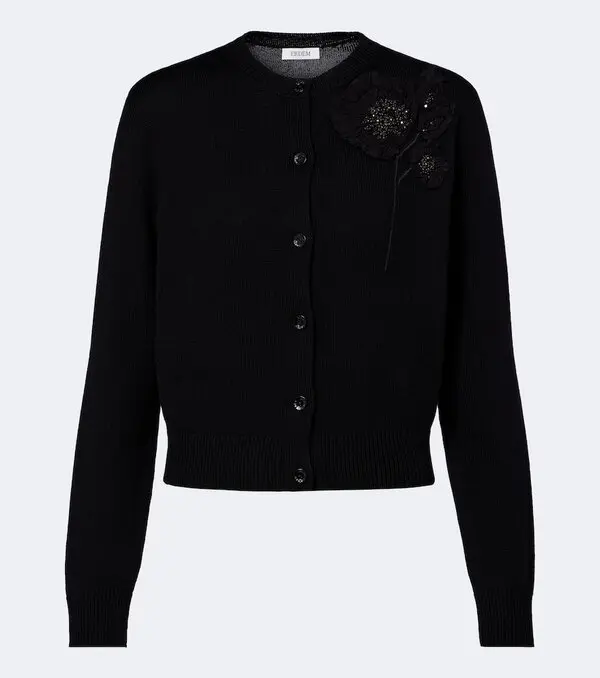 Erdem Embellished Wool Cardigan