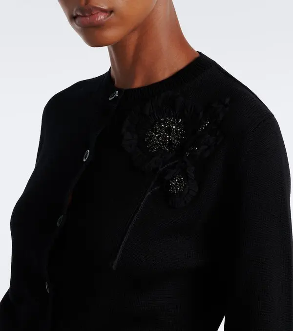 Erdem Embellished Wool Cardigan