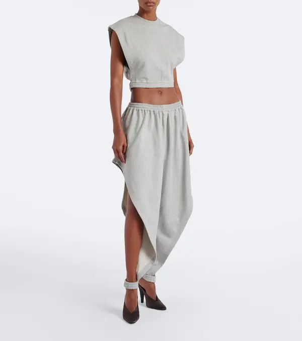 Alaïa Ruffled Cotton-blend Fleece Tapered Pants