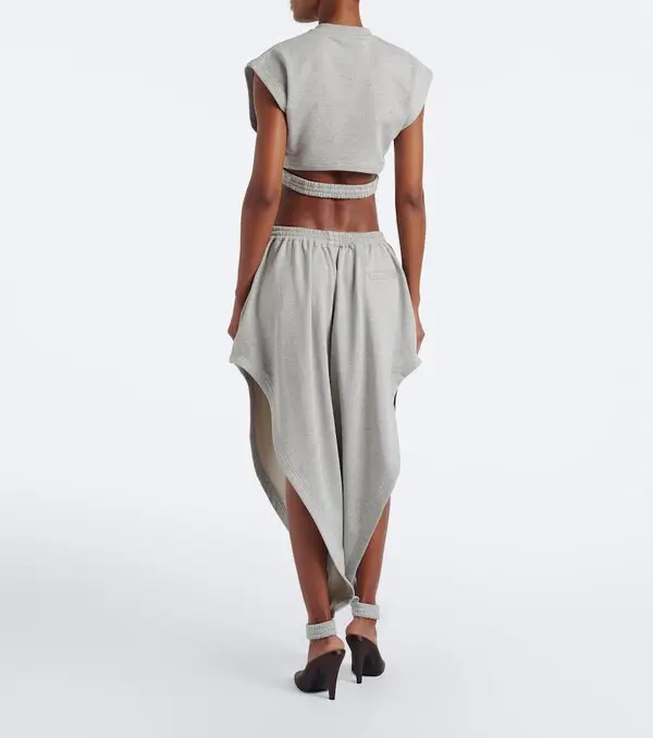 Alaïa Ruffled Cotton-blend Fleece Tapered Pants