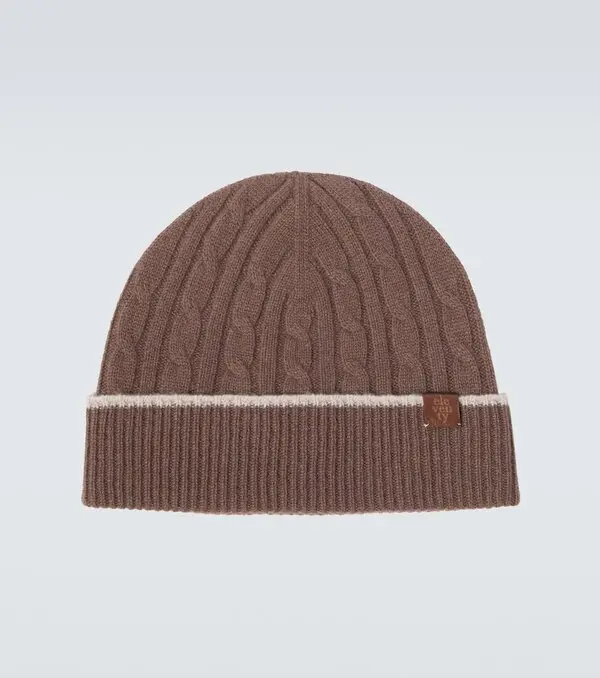 Eleventy Cable-knit Cashmere Beanie - Brown