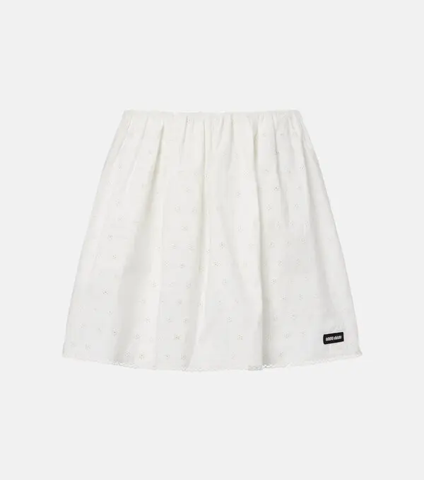 Miu Miu Cotton And Linen-blend Poplin Miniskirt