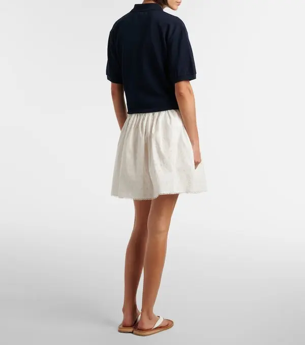 Miu Miu Cotton And Linen-blend Poplin Miniskirt