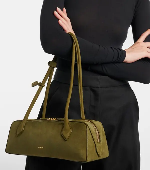 Alaïa Le Teckel Medium Suede Shoulder Bag - Green