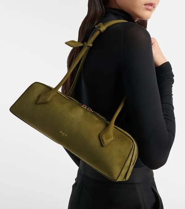 Alaïa Le Teckel Medium Suede Shoulder Bag - Green