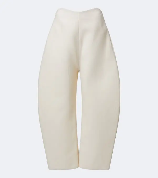 Alaïa Wool Crepe Barrel-leg Trousers - White