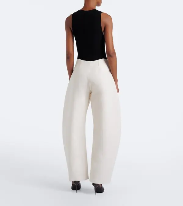 Alaïa Wool Crepe Barrel-leg Trousers - White