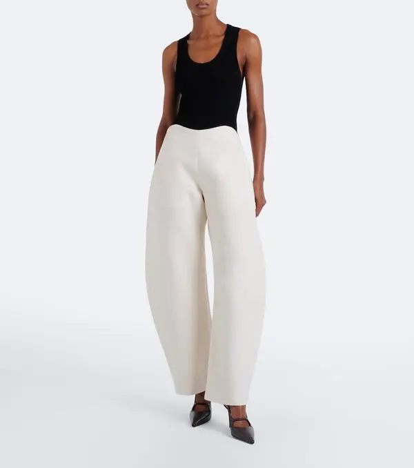 Alaïa Wool Crepe Barrel-leg Trousers - White