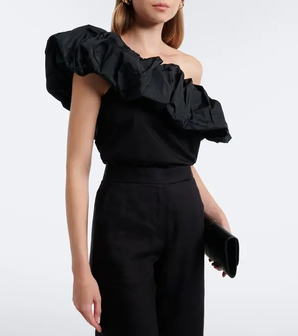 Max Mara Ruffled Off-shoulder Cotton Top