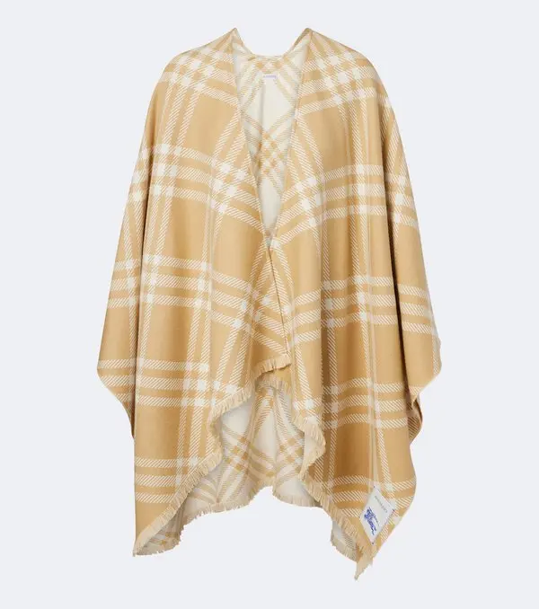 Burberry Check Wool, Silk, And Cashmere Cape - Beige