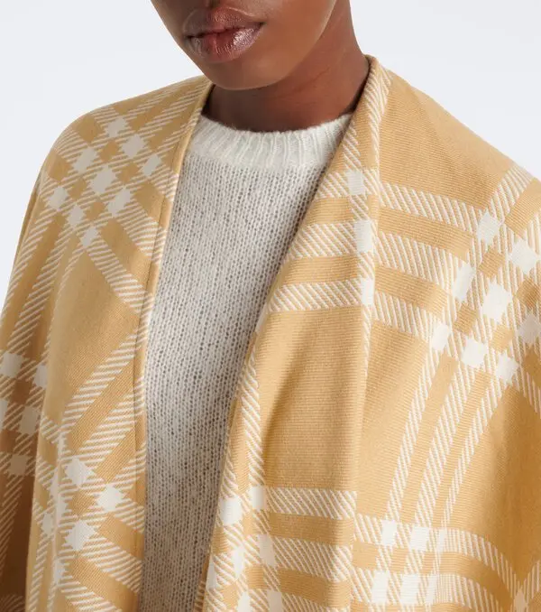 Burberry Check Wool, Silk, And Cashmere Cape