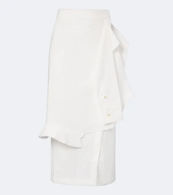 RÓHE Asymmetric Cotton-blend Midi Skirt