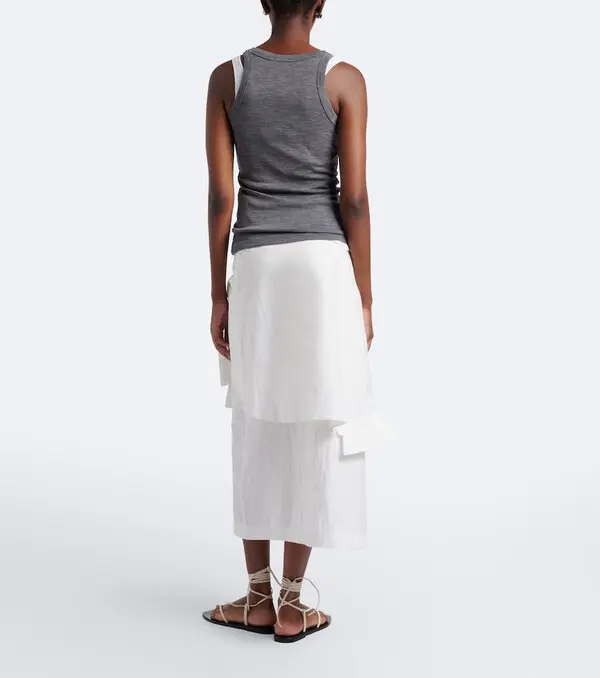 RÓHE Asymmetric Cotton-blend Midi Skirt