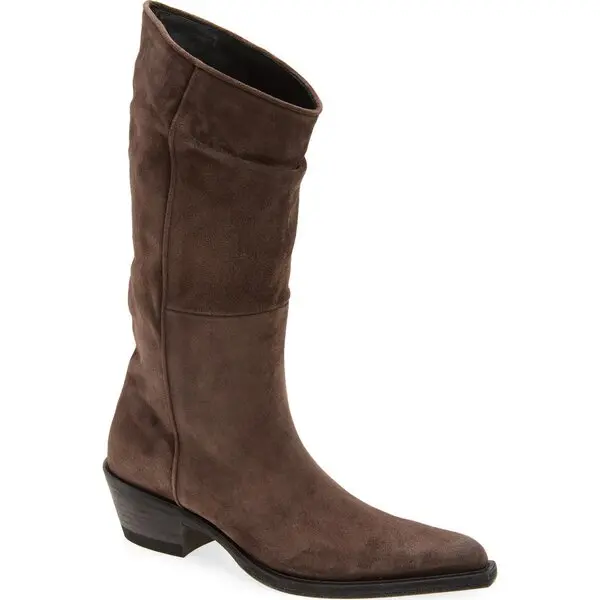 Khaite Clive Suede Western Boots - Umber
