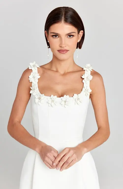 NADINE MERABI Cindy Floral Appliqué Fit & Flare Mini Dress
