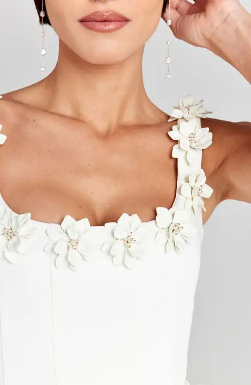 NADINE MERABI Cindy Floral Appliqué Fit & Flare Mini Dress
