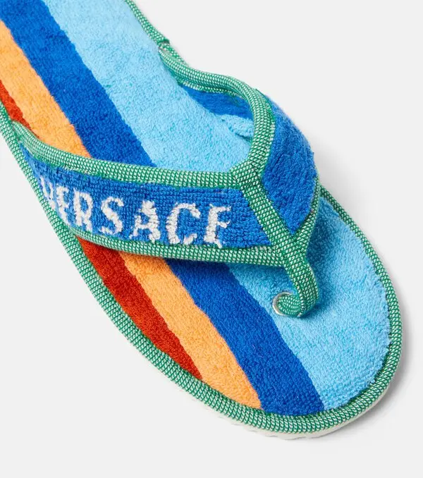 Versace Striped Cotton Terry Slippers