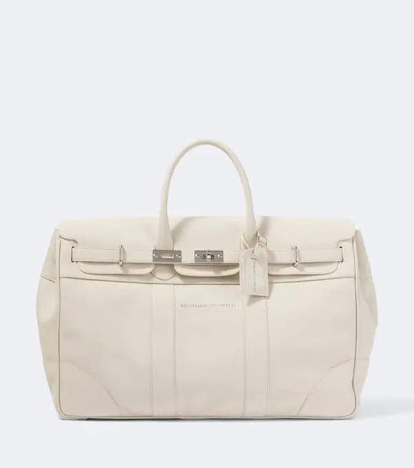 Brunello Cucinelli Leather Duffel Bag - White