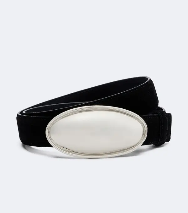Altuzarra Oval Plaque Suede Belt - Black