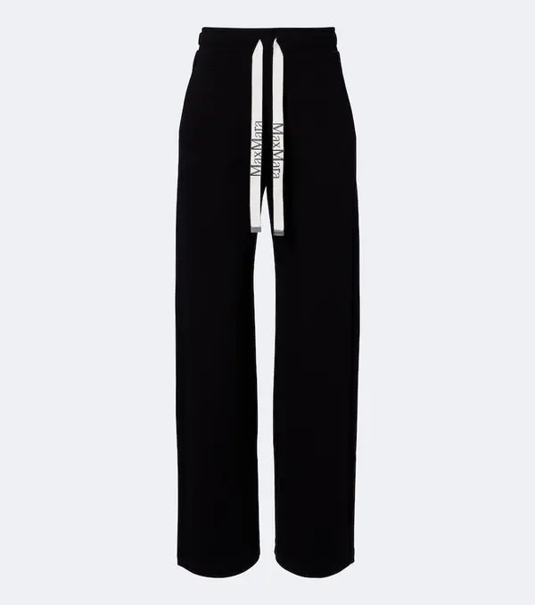 Max Mara Cotton-blend Wide-leg Pants - Black
