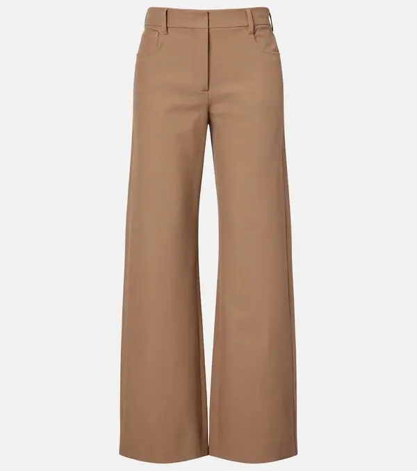 Max Mara Cotton-blend Wide-leg Pants - Brown