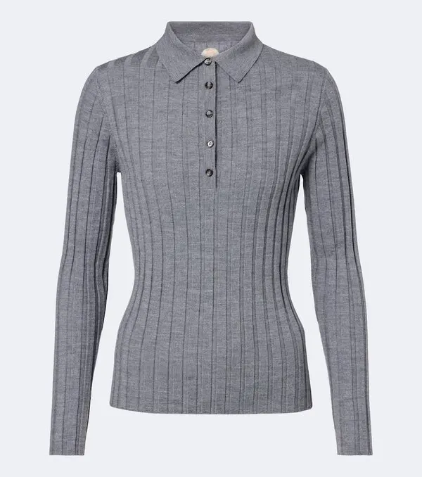 Jardin Des Orangers Ribbed-knit Virgin Wool Polo Sweater - Grey