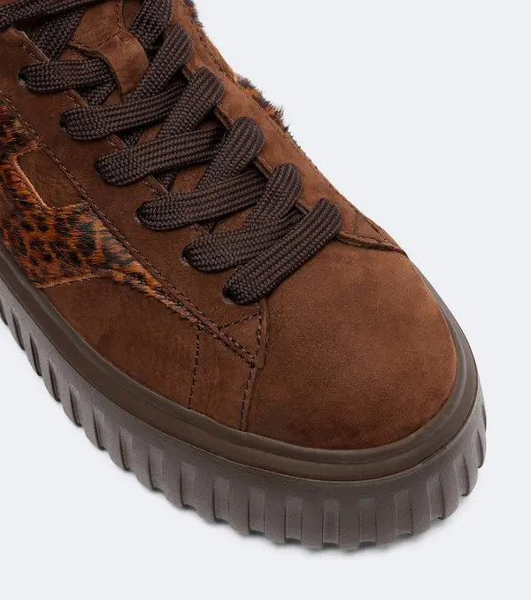 Hogan H645 Fur-trimmed Leather Platform Sneakers - Brown