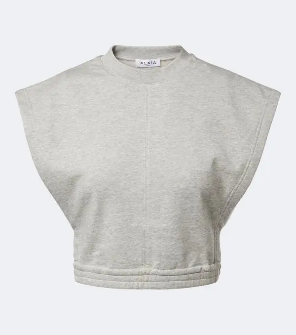 Alaïa Cotton-blend Fleece Crop Top - Grey