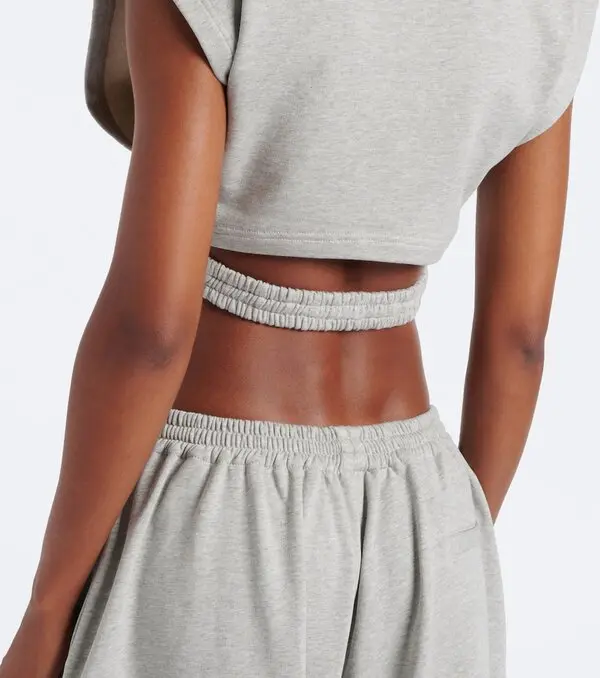 Alaïa Cotton-blend Fleece Crop Top - Grey
