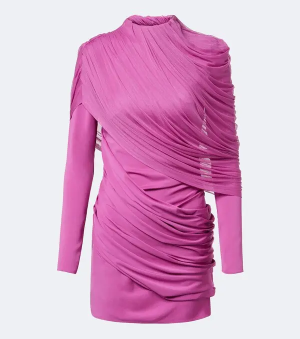 Christopher Esber Veil Draped Caped Minidress - Purple