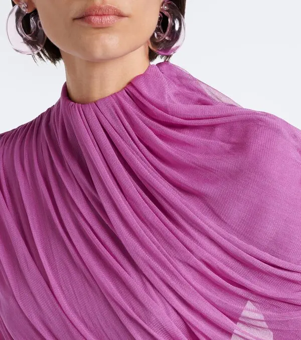 Christopher Esber Veil Draped Caped Minidress - Purple