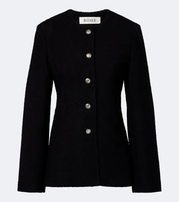 RÓHE Knitted Wool-blend Cardigan - Black