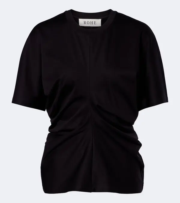 RÓHE Gathered Crewneck T-shirt - Black
