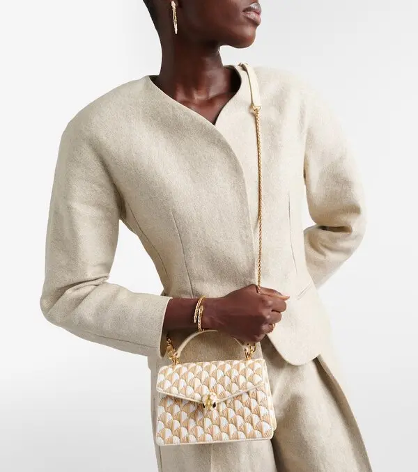 BVLGARI Serpenti Forever Mini Raffia Top-handle Bag
