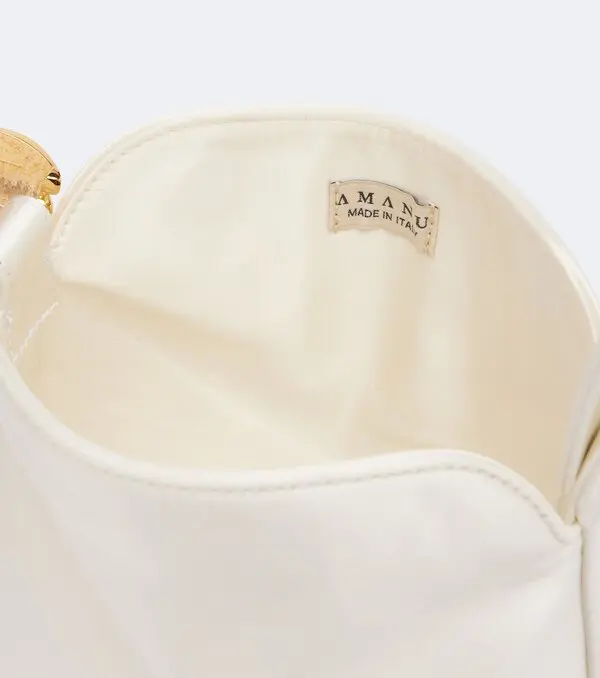 AMANU Zambia Mini Satin Top-handle Bag - White