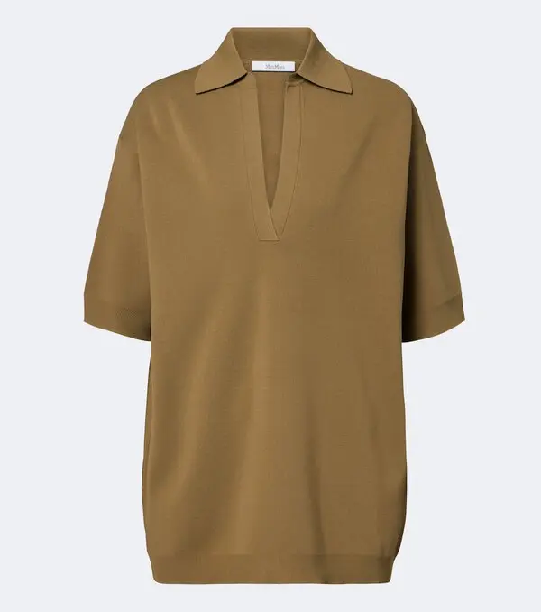 Max Mara Oversized Knitted Polo Shirt - Green
