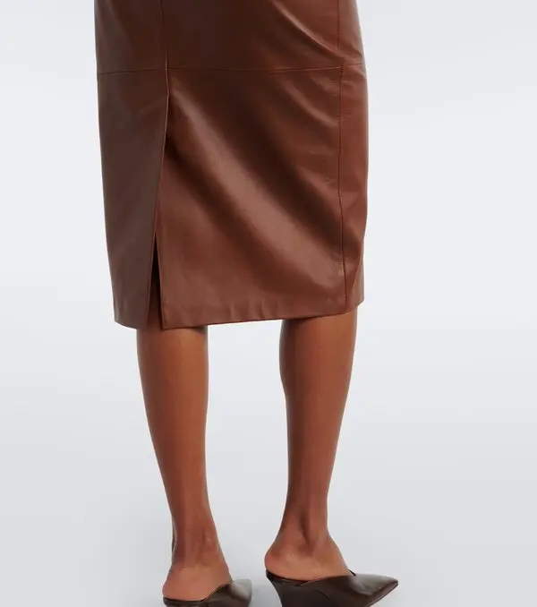 Max Mara Leather Midi Skirt