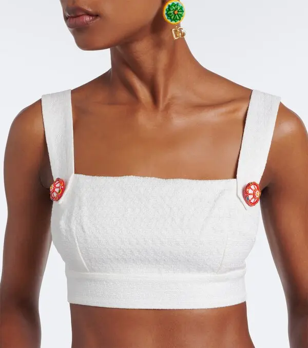 Dolce & Gabbana Cotton And Linen-blend Crop Top
