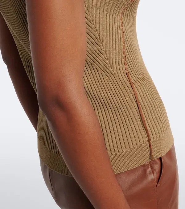 Max Mara Ribbed Knit Cotton-blend Top