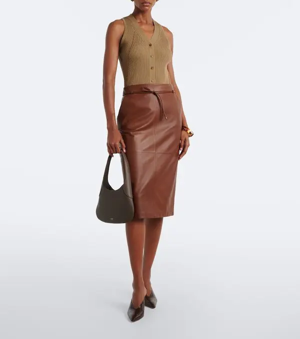 Max Mara Ribbed Knit Cotton-blend Sleeveless V-neck Top