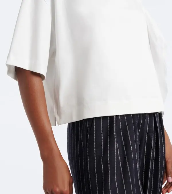 Max Mara Cotton Jersey T-shirt With Floral Appliqu - White
