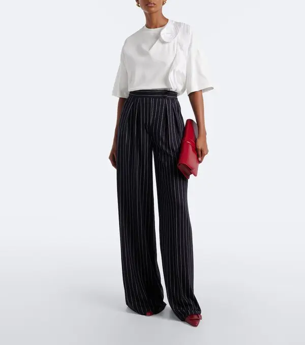 Max Mara Cotton Jersey T-shirt With Floral Appliqu - White