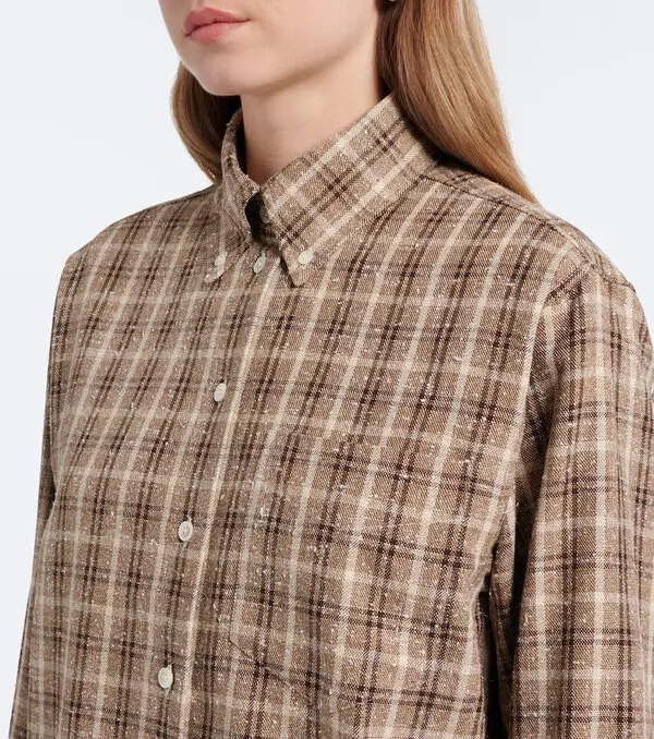 RÓHE Checked Bouclé Cotton And Silk-blend Overshirt