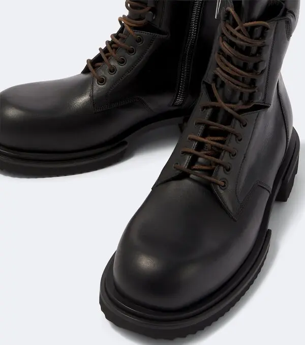 Rick Owens Army Gabe Leather Combat Boots - Black