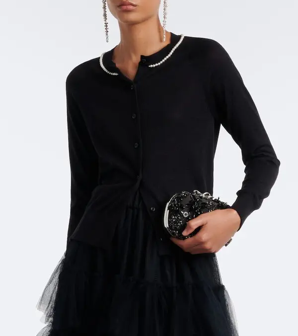 Simone Rocha Embellished Wool And Silk Cardigan