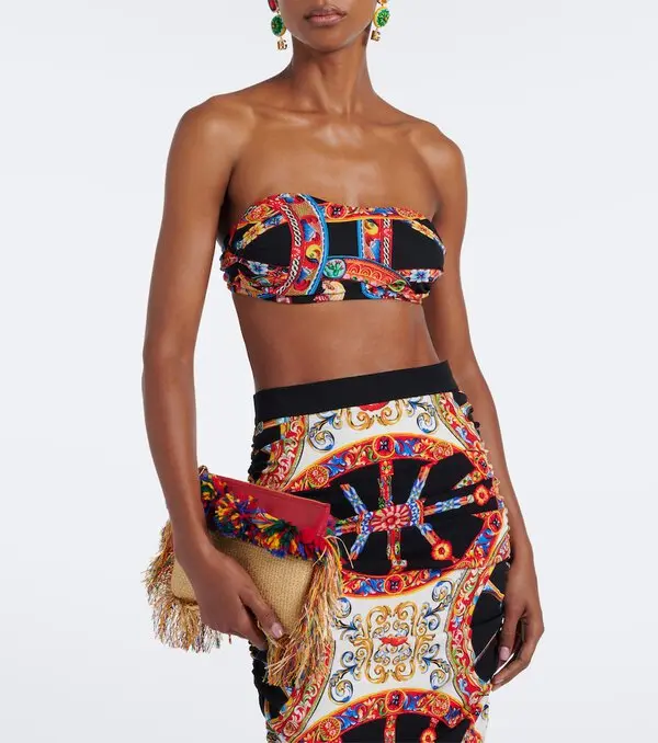 Dolce & Gabbana Carretto Print Bandeau Top - Multicoloured