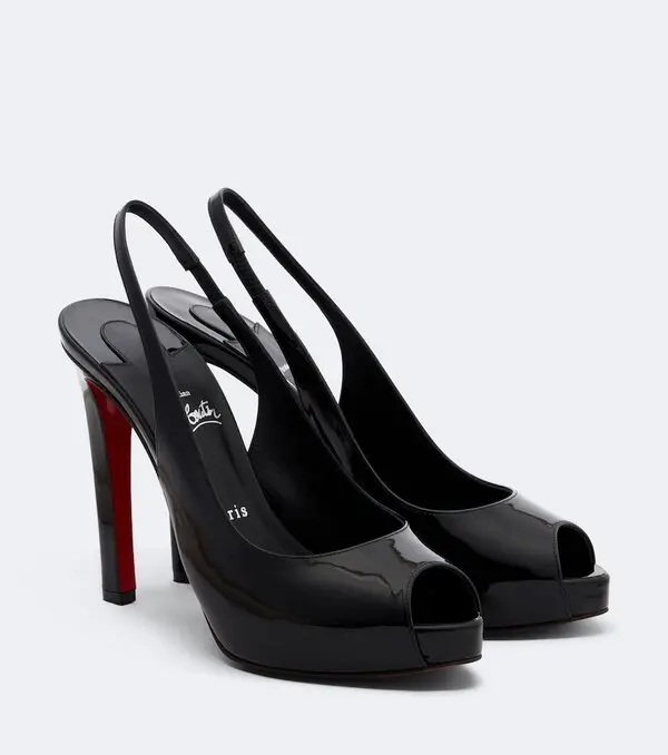 CHRISTIAN LOUBOUTIN Lady Fanny Patent Leather Slingback Pumps - Black